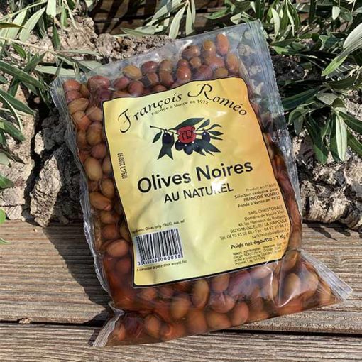 Olives noires au naturel en sachet -1 KG - Huilerie Roméo